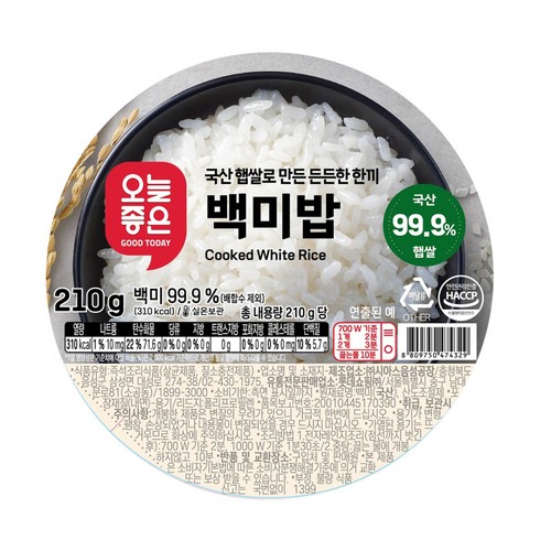 오늘좋은 백미밥 (210G)ㅣ롯데마트 제타 최상의 신선 식품과 다양한 간편식을 롯데마트 제타에서 만나보세요