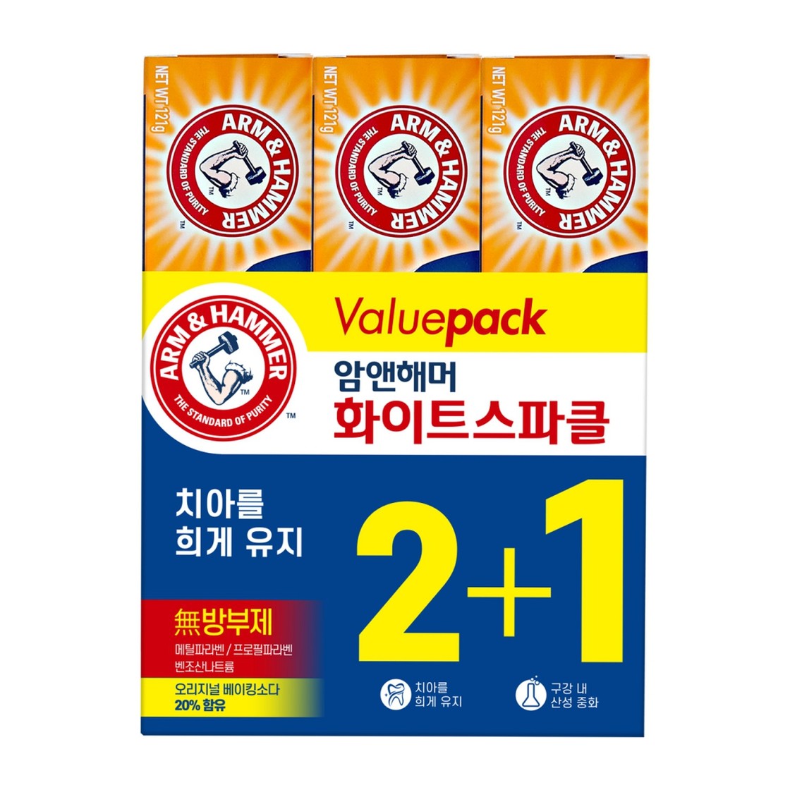 암앤해머 화이트스파클치약 (121G*2입)ㅣ롯데마트 제타 최상의 신선 식품과 다양한 간편식을 롯데마트 제타에서 만나보세요