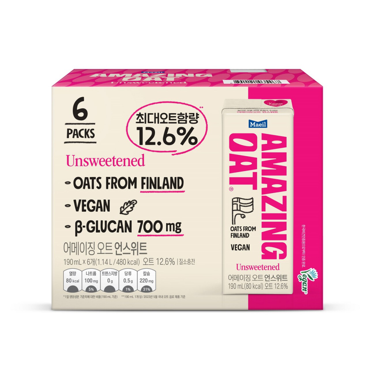매일유업 어메이징 오트 언스위트 (190ML*6입)ㅣ롯데마트 제타 최상의 신선 식품과 다양한 간편식을 롯데마트 제타에서 만나보세요