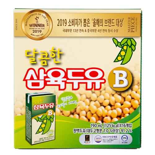달콤한 삼육 두유 B (190ML*16입)ㅣ롯데마트 제타 최상의 신선 식품과 다양한 간편식을 롯데마트 제타에서 만나보세요