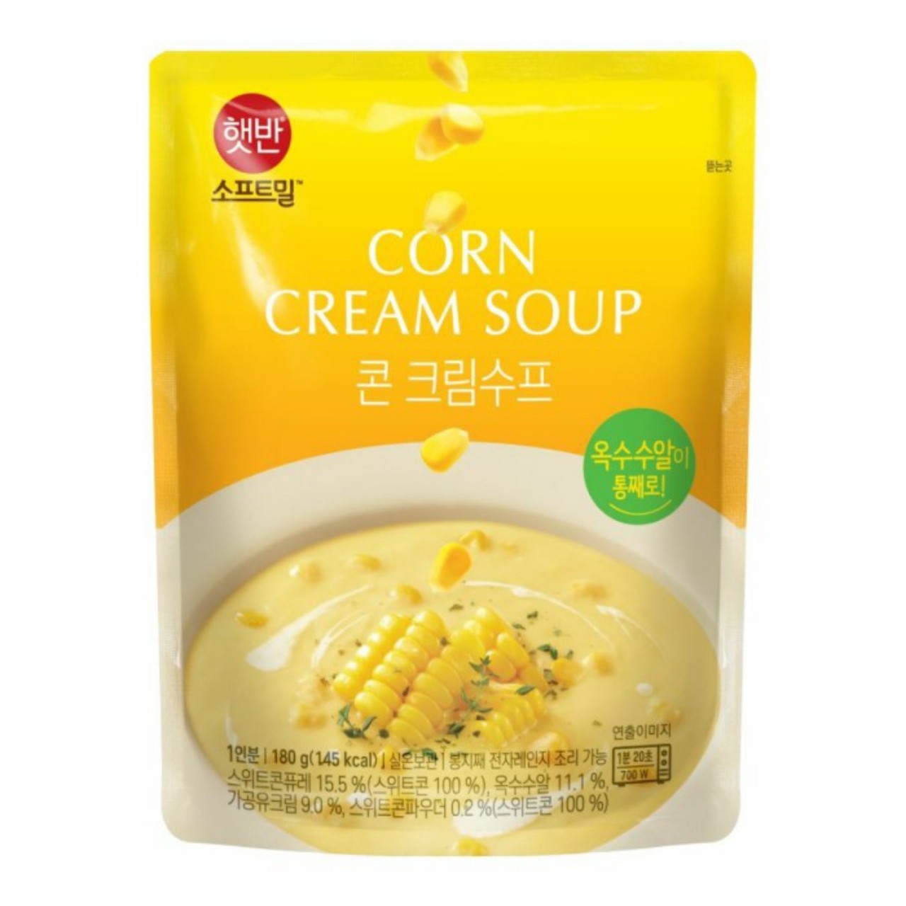 CJ 햇반 소프트밀 콘 크림수프 (180G)ㅣ롯데마트 제타 최상의 신선 식품과 다양한 간편식을 롯데마트 제타에서 만나보세요