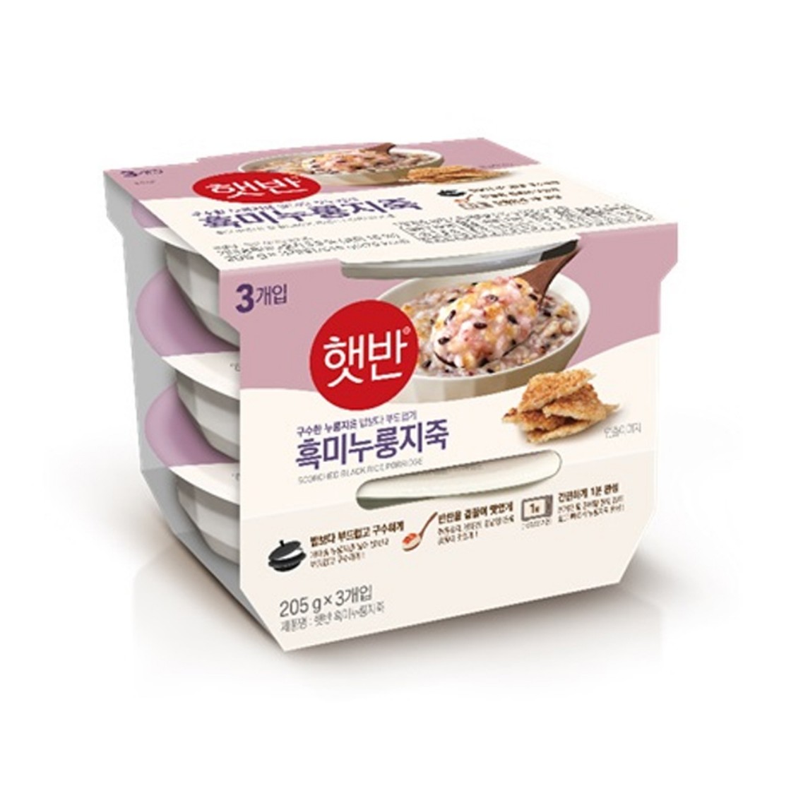 CJ 햇반 흑미누룽지죽 (205G*3입)ㅣ롯데마트 제타 최상의 신선 식품과 다양한 간편식을 롯데마트 제타에서 만나보세요