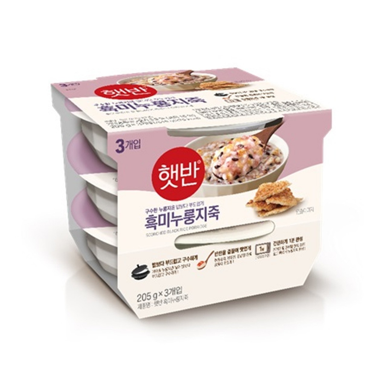 CJ 햇반 흑미누룽지죽 (205G*3입)ㅣ롯데마트 제타 최상의 신선 식품과 다양한 간편식을 롯데마트 제타에서 만나보세요