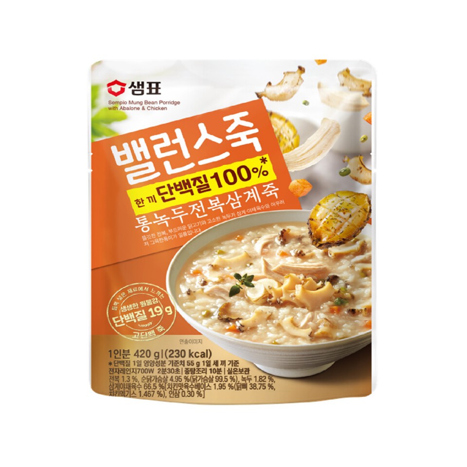 샘표 밸런스죽 통녹두전복삼계죽 (420G)ㅣ롯데마트 제타 최상의 신선 식품과 다양한 간편식을 롯데마트 제타에서 만나보세요